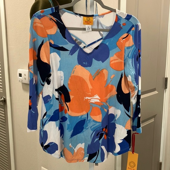 Ruby Rd. | Tops | Ruby Rd Orange Graphic Blouse With 34 Sleeves | Poshmark